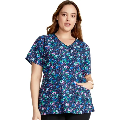 Cherokee Women's Mock Wrap Confetti Daisies Print Scrub Top CK688 ...