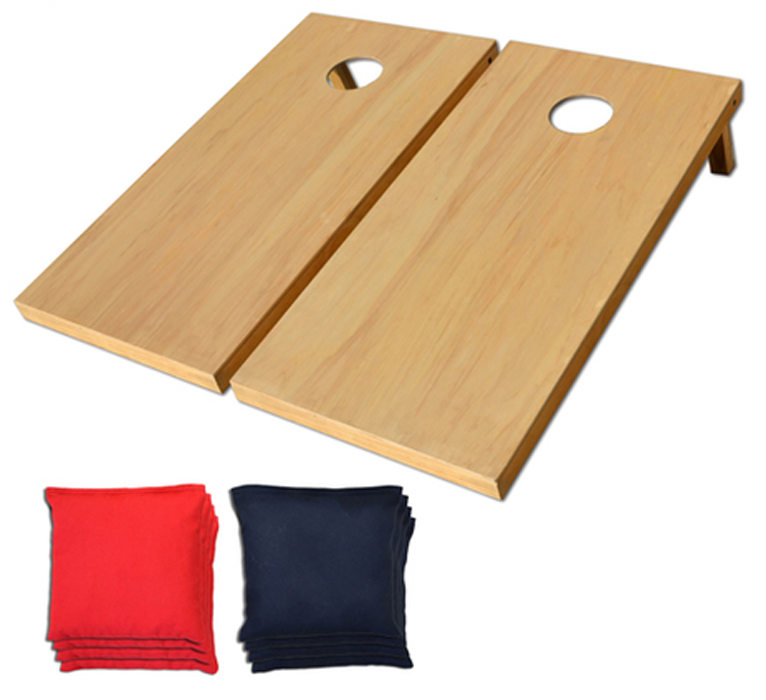 E104838 GoSports Solid Wood PRO Cornhole Set CH-02-WOOD-NATURAL