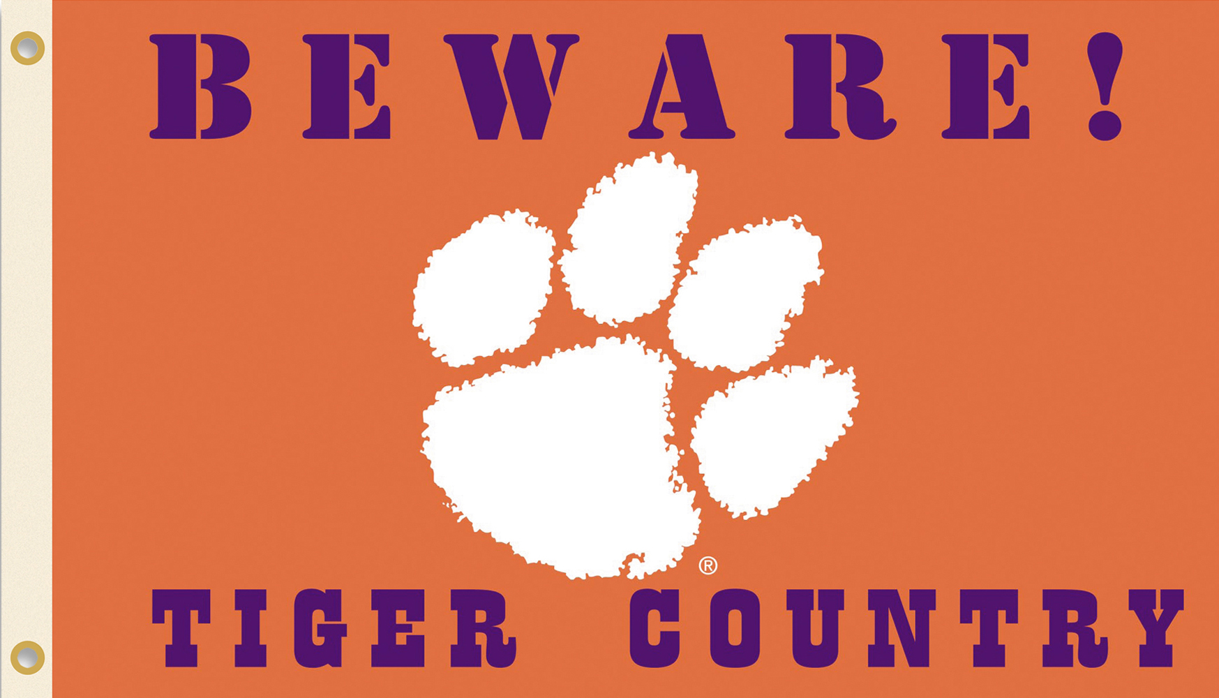 E105047 College Clemson Beware of Tiger Country 3'x5' Flag