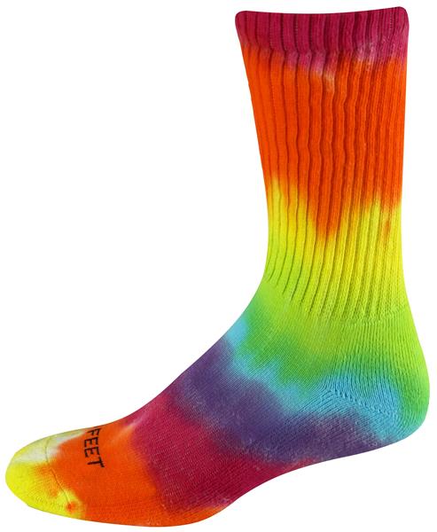 Pro Feet Tie Dyed RAINBOW Crew Socks - Soccer Equipment and Gear