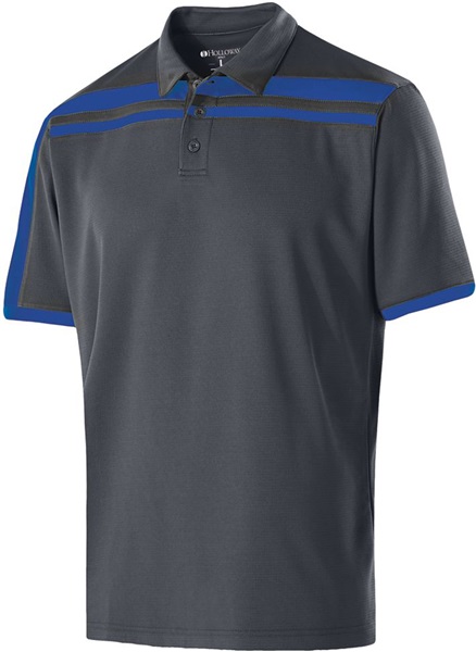 Adult 3-Button, 2-Color, Stretch Polo Shirt (AS,AM - Black & Royal)
