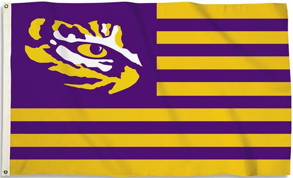 COLLEGIATE LSU-Eye Stripes 3' x 5' Flag w/Grommets - Fan Gear