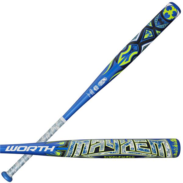 Worth Mayhem Balanced Singlewall Slowpitch Bat - Baseball Equipment & Gear