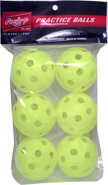 Rawlings 9" Plastic Training Baseballs (6 PK) - Baseball Equipment & Gear