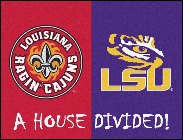 Fan Mats NCAA UL-Lafayette/LSU House Divided Mat - Fan Gear
