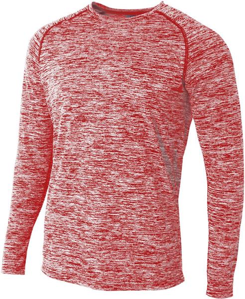 A4 Adult Long Sleeve Raglan Space Dye Tee - Baseball Equipment & Gear