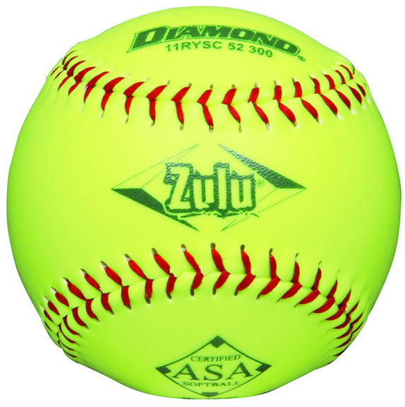 Diamond Zulu Red Stitch 11" Slowpitch Softball - Baseball Equipment & Gear