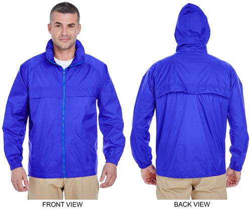 UltraClub Mens Full-Zip Hooded Pack-Away Jacket - Cheerleading ...