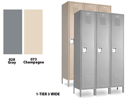 Vanguard Steel 1 Tier 3 Wide Gym Lockers - Playground Equipment and Gear