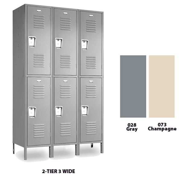 Vanguard Steel 2 Tier 3 Wide Gym Lockers - Playground Equipment and Gear