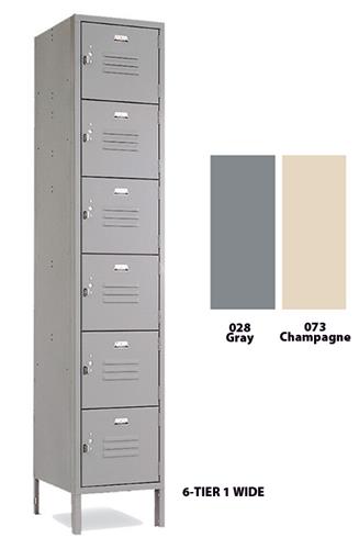 Vanguard Steel 6 Tier, 1 Wide Gym Lockers - Playground Equipment and Gear
