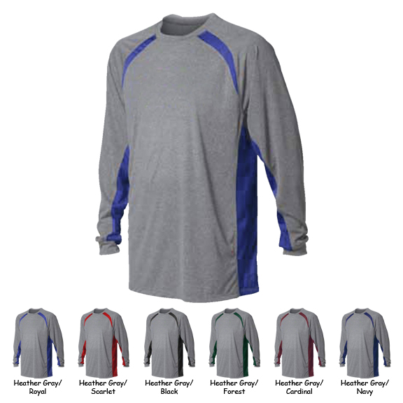 A4 Long Sleeve Performance Colorblock Tee Shirts - Soccer Equipment and ...