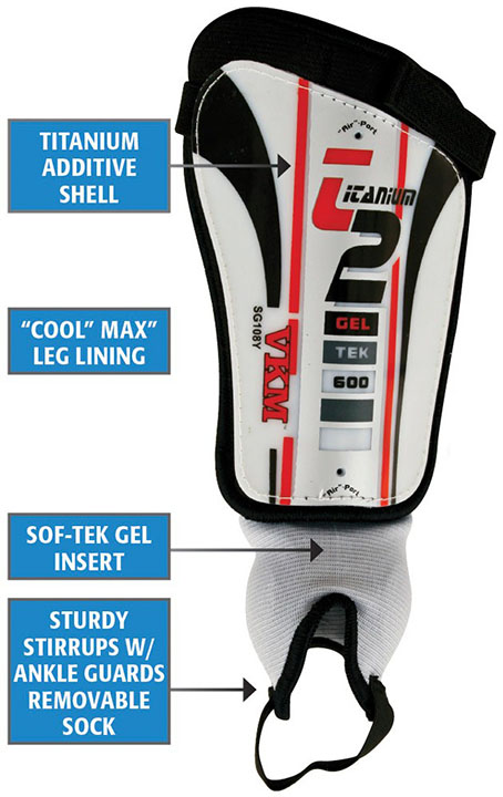 E133491 Adult or Junior Titanium-Gel Soccer Shin Guards PR