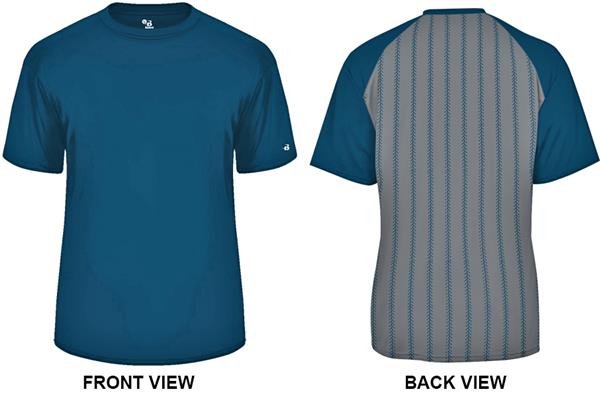 Adult "Sublimated Back" T Shirt (Navy or Red) - Closeout Sale