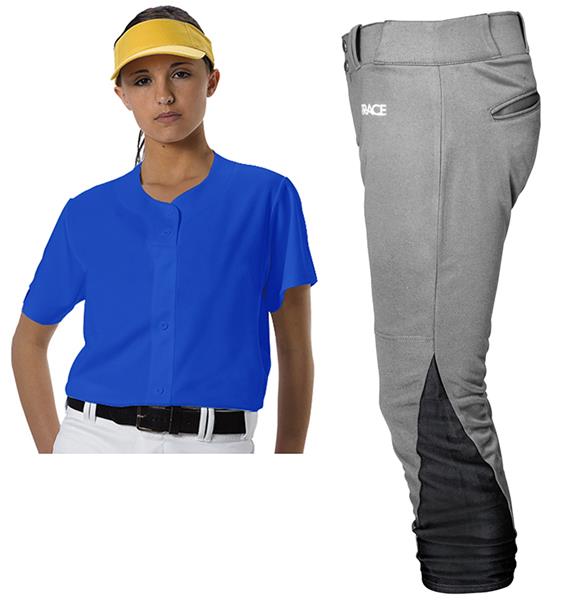 Womens Faux Front Softball Jersey & Pants Kit - Baseball Equipment & Gear