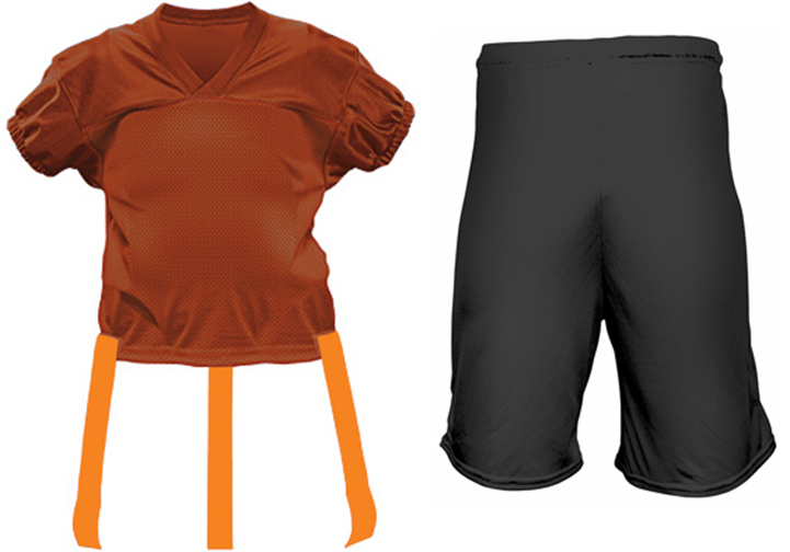 E136395 Adult Flag Football Jersey W/Belt Flags Shorts KIT