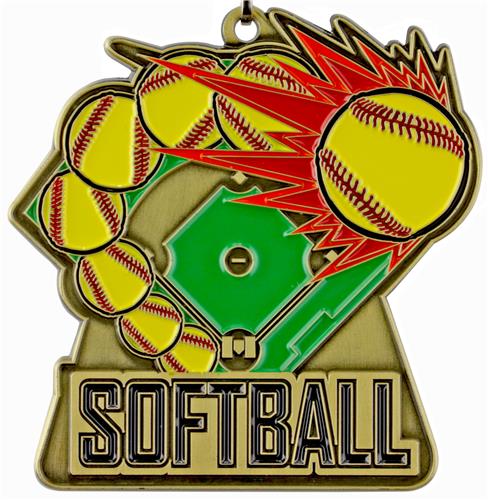 Epic 2.5" Sport Burst Gold Softball Award Medals - Baseball Equipment ...