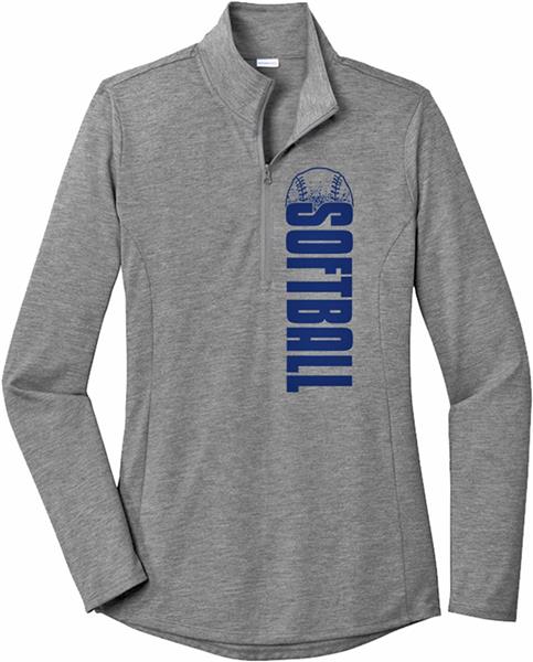 Adult Softball Grey 1/4 Zip Jacket - Baseball Equipment & Gear