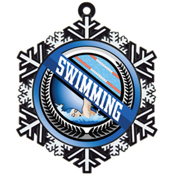 Hasty 3" Snowflake Medal 2" Wreath Mylar Custom Swimming - Swimming ...