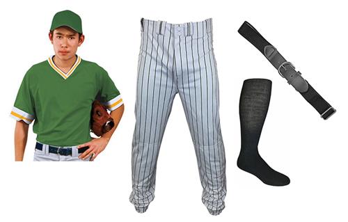 Mens V-Neck Baseball Jersey Pinstripe Pants KIT - Baseball Equipment & Gear
