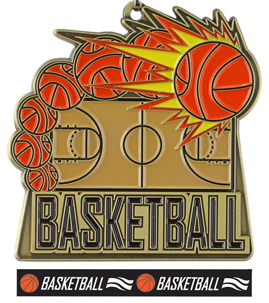 Epic 2.5" Burst Gold Basketball Award Medal & Ribbon - Basketball ...