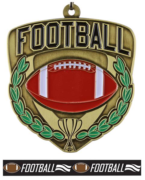 Epic 2.5" Shield Gold Football Award Medal & Ribbon - Football ...