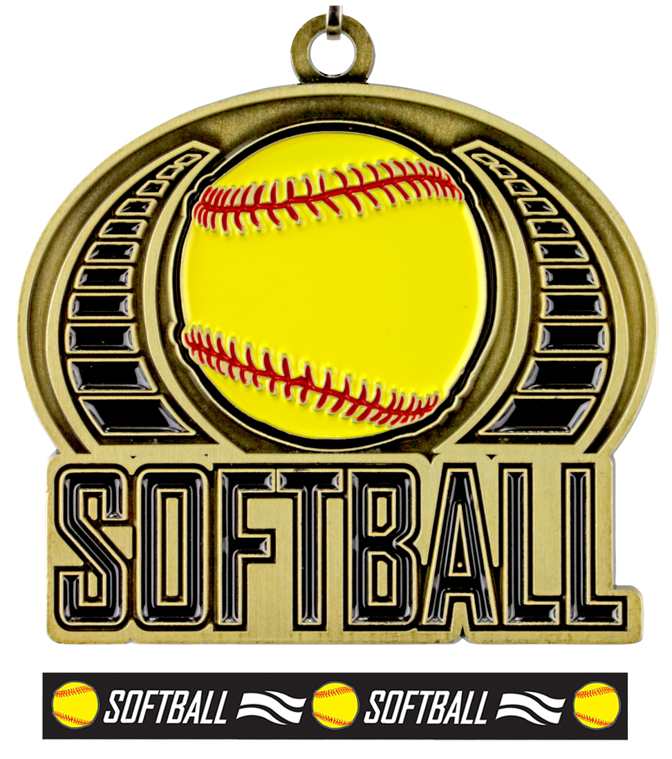 E143003 Epic 2" Journey Gold Softball Award Medal & Ribbon