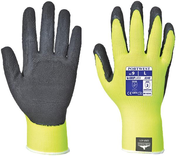 Portwest Latex Foam Hi-Vis Grip Glove A340 1 PAIR - Cheerleading ...