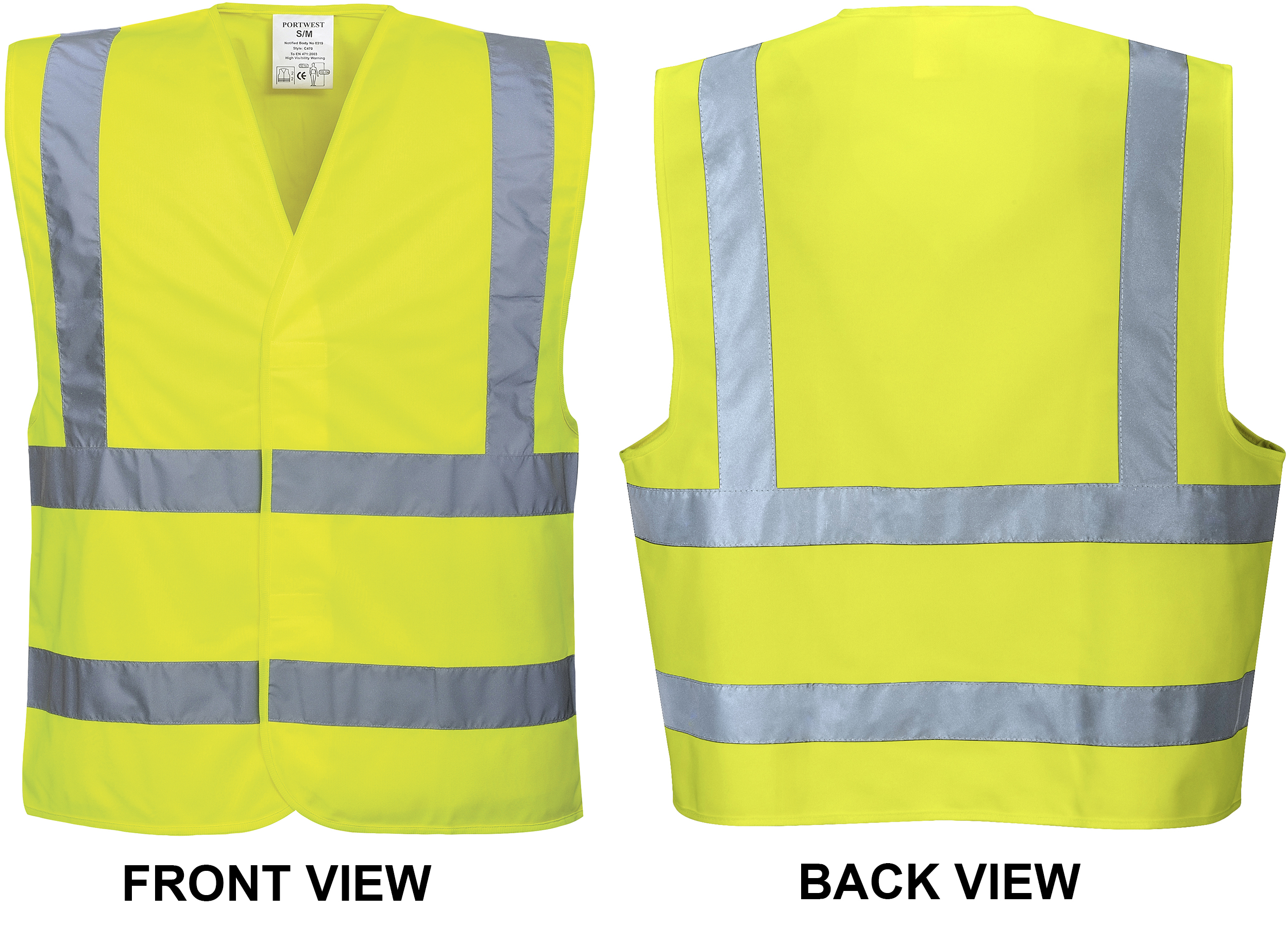 E143878 Portwest Adult Hi-Vis 2 Band & Brace Work Vest