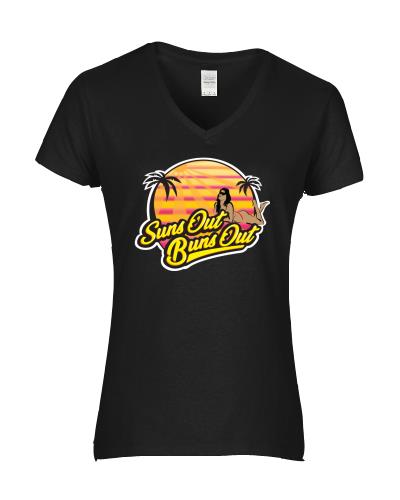 Epic Ladies Buns Out V-Neck Graphic T-Shirts - Baseball Equipment & Gear
