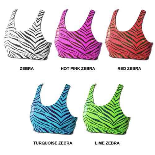 Pizzazz Cheerleaders Zebra Glitter Sports Bras - Cheerleading Equipment ...
