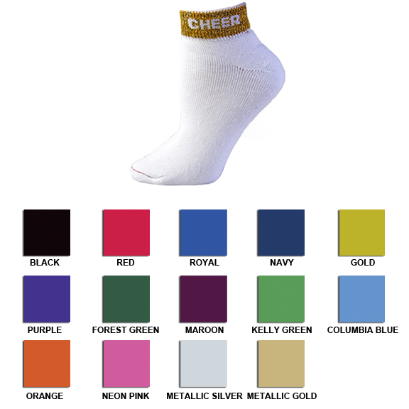 Pizzazz (AS-SILVER or AL-RED) Cheerleaders "Cheer" Anklet Socks ...