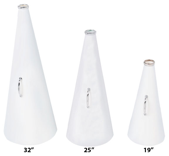Getz White Plastic Megaphones (Sets of 6) - Cheerleading Equipment and Gear