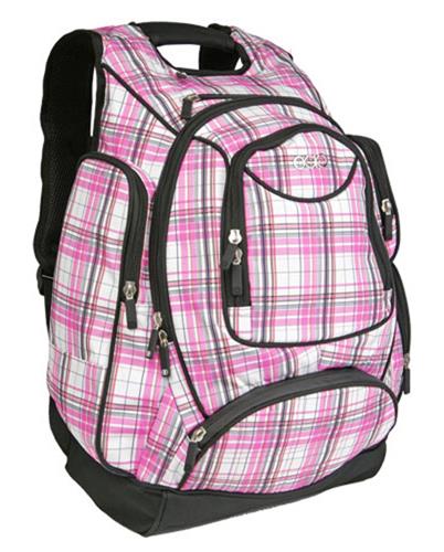 Ogio Metro Pink Plaid Backpack Fits 15" Laptop - Soccer Equipment and Gear