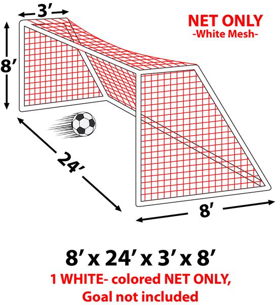 Epic 8 x 24 x 3 x 8 3MM Soccer Goal Nets -EACH - Soccer Equipment and Gear