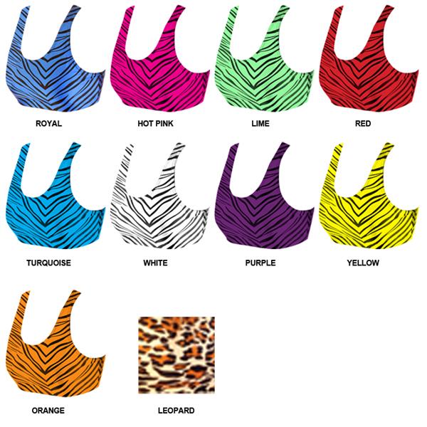 JB Bloomers Zebra Print Bras - Cheerleading Equipment and Gear