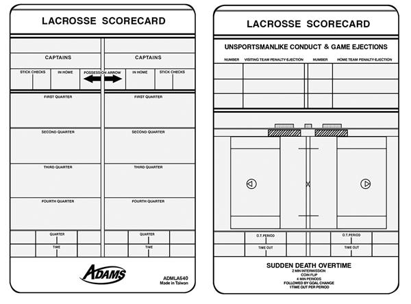 Collegiate Reusable Plastic Wipe Off Lacrosse Game Card - CO - Lacrosse ...