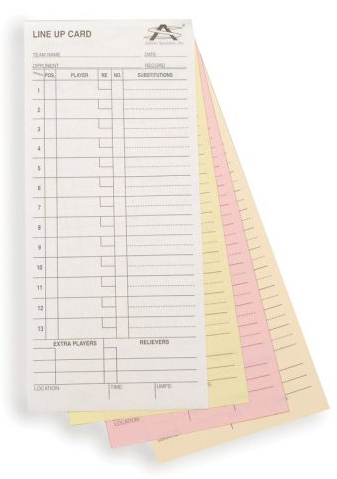 E171224 Athletic Specialties Baseball Line-up Cards