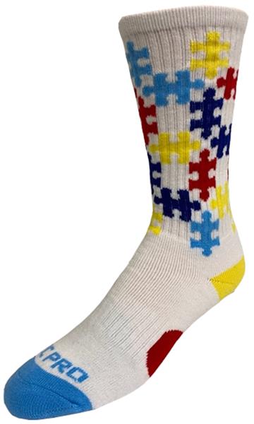 AUTISM AWARENESS PUZZLE PIECES Fun Design Crew-Socks (1-Pair ...