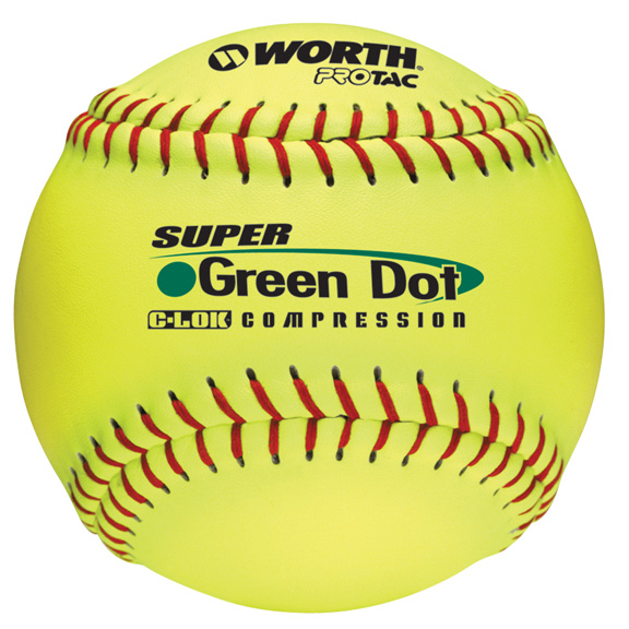 Worth 11" Super Green Dot Pro Tac Yellow Softballs - Baseball Equipment ...