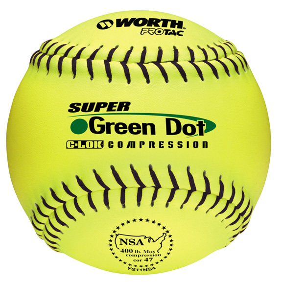 11" NSA Super Green Dot Slowpitch Softball YS11NS4 - Baseball Equipment ...