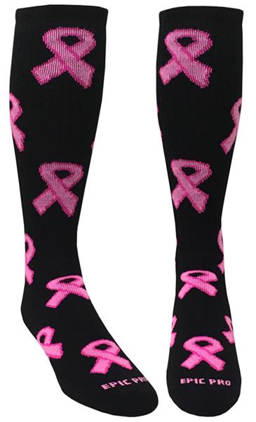 Breast Cancer Awareness Black Pink Pink Knee High Ribbon Socks ...