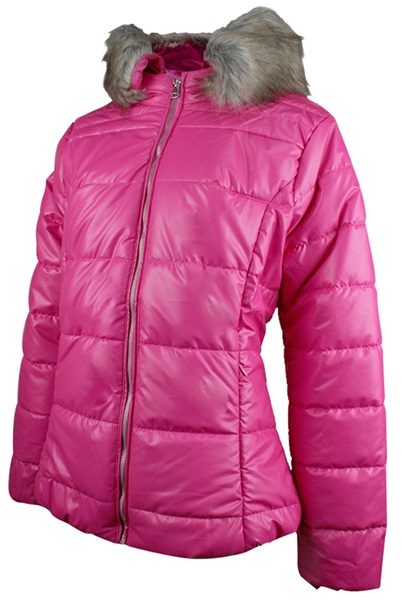 Metallic Puffer Jacket, Winter/Ski Coat Hooded Faux Fur, Lightweight ...