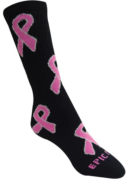 Breast Cancer Awareness Black w/Pink Ribbon Knee High Socks Adult Small ...