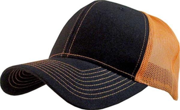 Adult (Black w/Neon Orange) Mesh Trucker Cap - Closeout Sale - Soccer ...