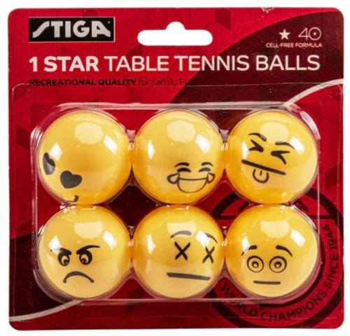 Stiga T1408 One-Star 6pk Emoji Table Tennis Ping Pong Balls ...