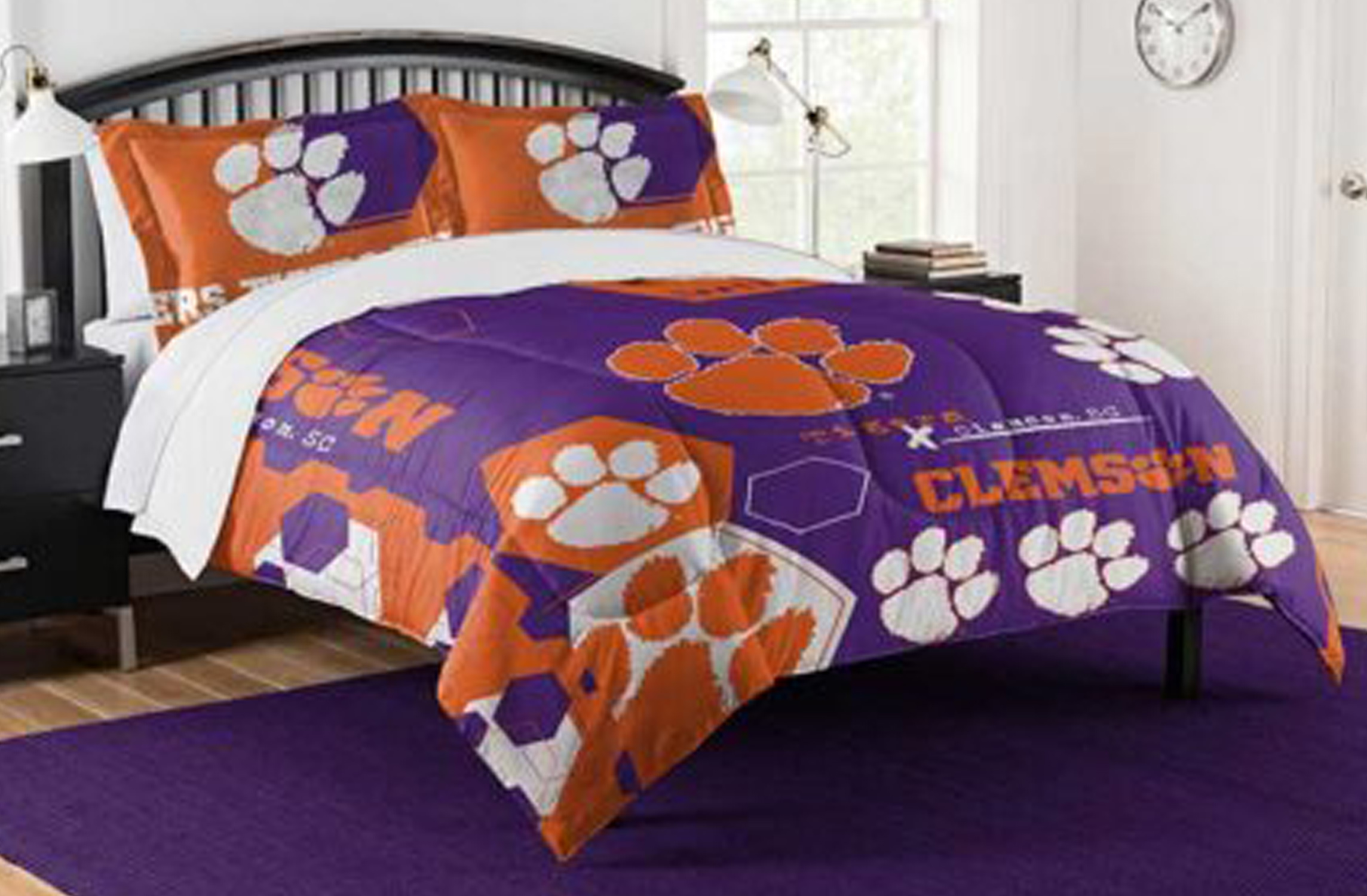 E204428 Northwest NCAA Clemson Tigers "Hexagon" Full/Queen Comforter ...