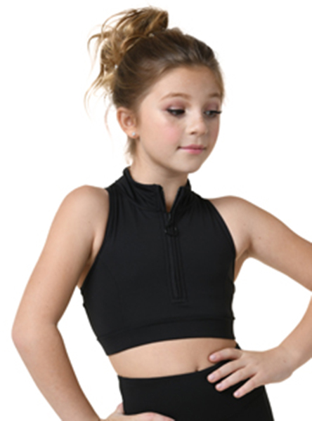 E204720 Danshuz Girls Brooklyn Racerback Scuba Mock Turtleneck Sports Bra