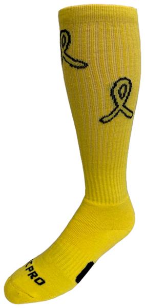 Yellow Hero Military Support Cancer Awareness Kneehigh/OTC Socks PAIR ...