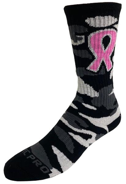 Crew Breast Cancer Awareness Black Camo Pink Ribbon Socks PAIR - Soccer ...